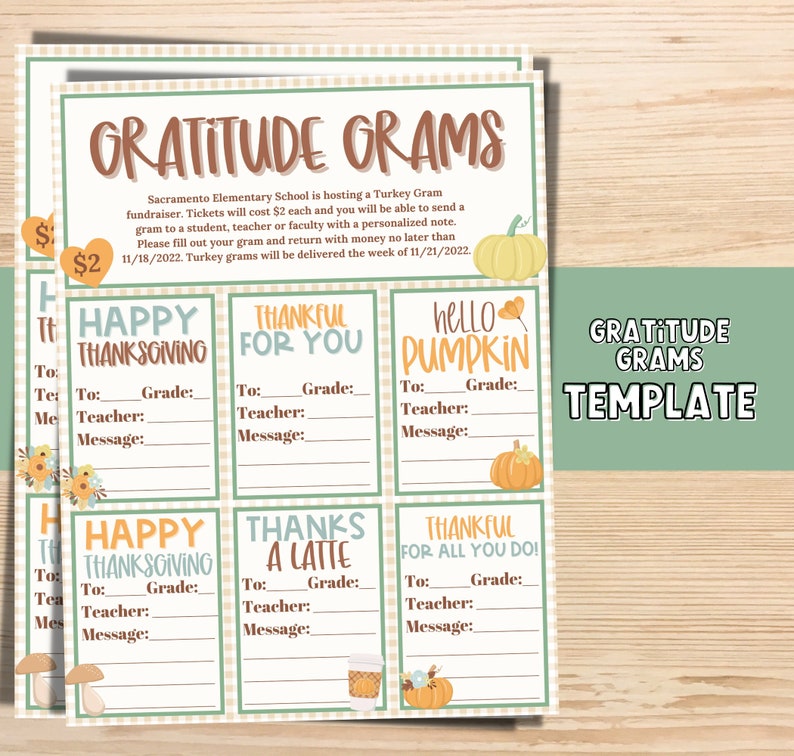 Gratitude Gram Fundraiser Flyer | Autumn Flyer Template | Fundraising ...