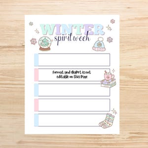 January Spirit Week Template | February Preschool Spirit Week | PTA ...