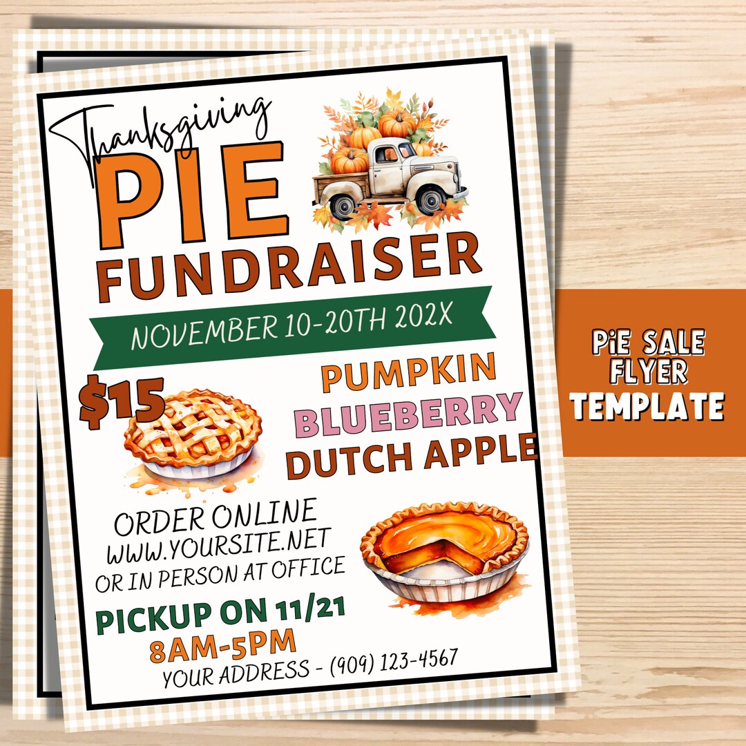 Fall Pie Sale Event Flyer | Autumn Flyer Template | Fundraising PTA ...