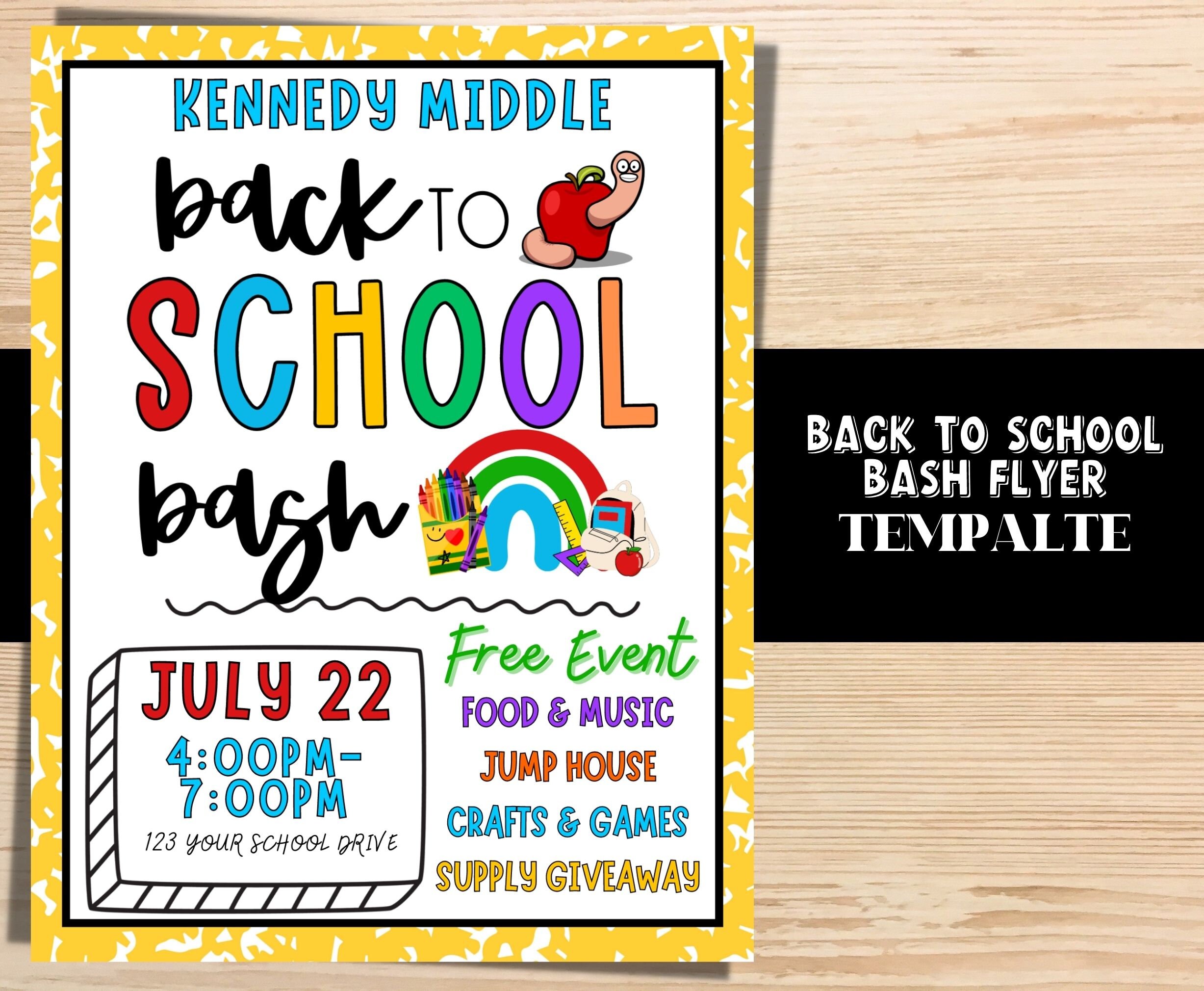 Back to School Bash Flyer | Editable Back to School Flyer | Printable ...