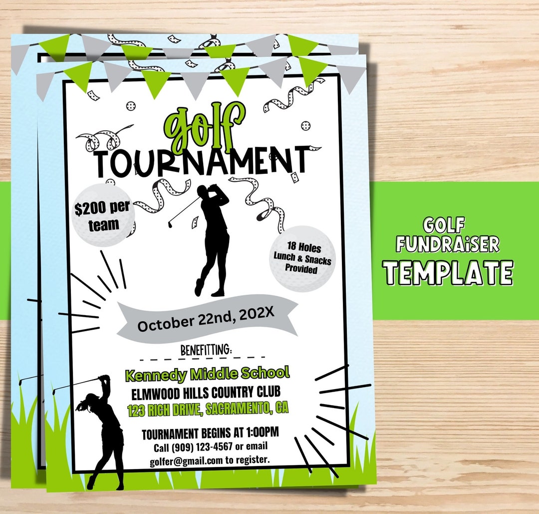 Golf Tournament Editable Fundraiser Flyer TEMPLATE, School Fundraiser ...