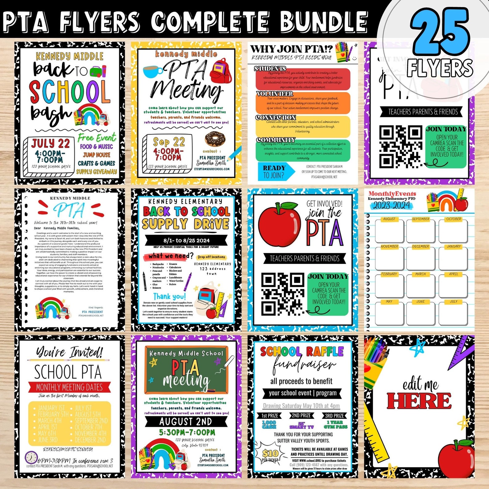 EDITABLE PTA Bundle Open House Flyer Join the Pta Pta Membership Form Editable Back to School ...