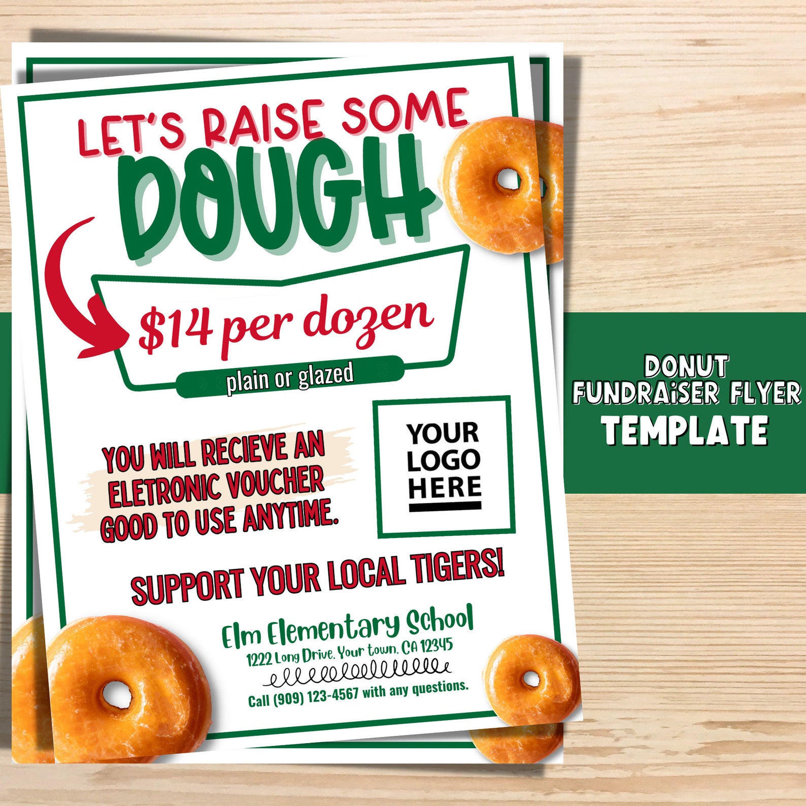 Donut Editable Fundraiser Flyer TEMPLATE, School Fundraiser, PTA Flyers ...