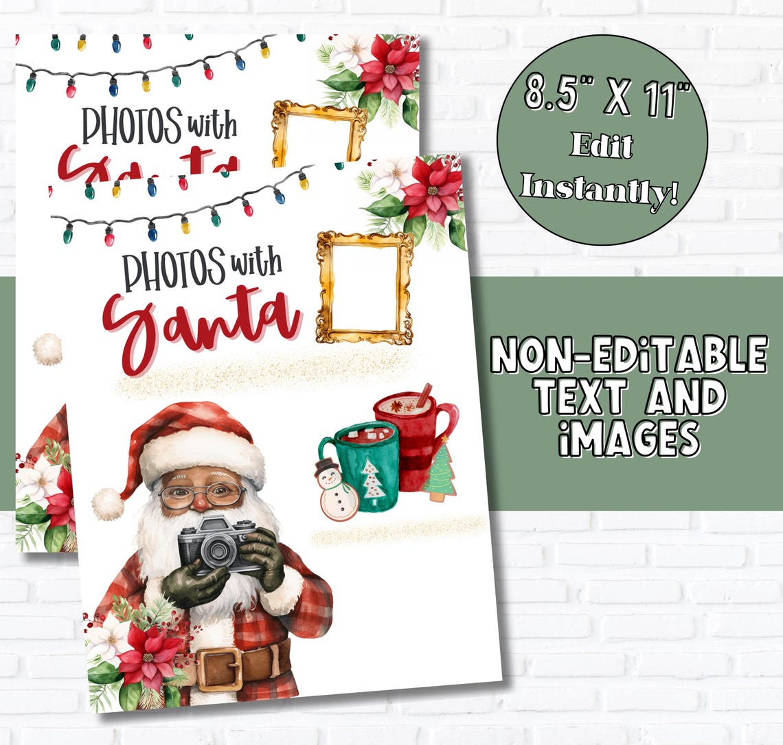 Black Photos With Santa Event Flyer | Winter Flyer Template ...