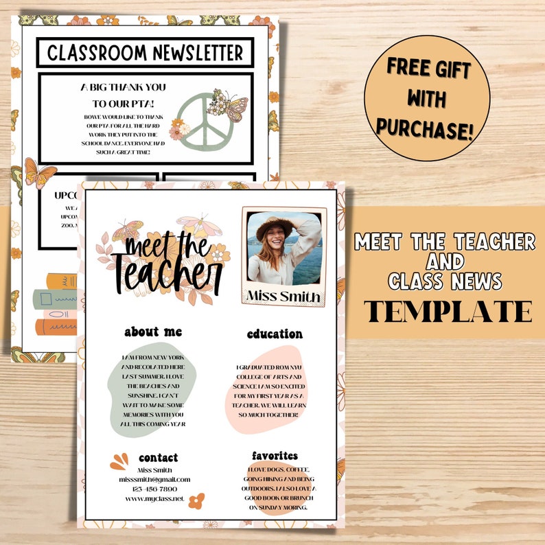 Groovy Butterfly Theme Meet the Teacher School Flyer and Classroom News ...