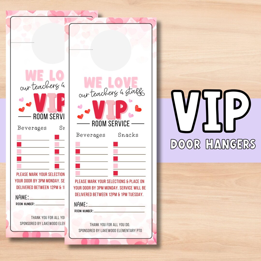 PTA PTO Valentine's Day| Room Service Door Hanger | Valentines Teacher ...