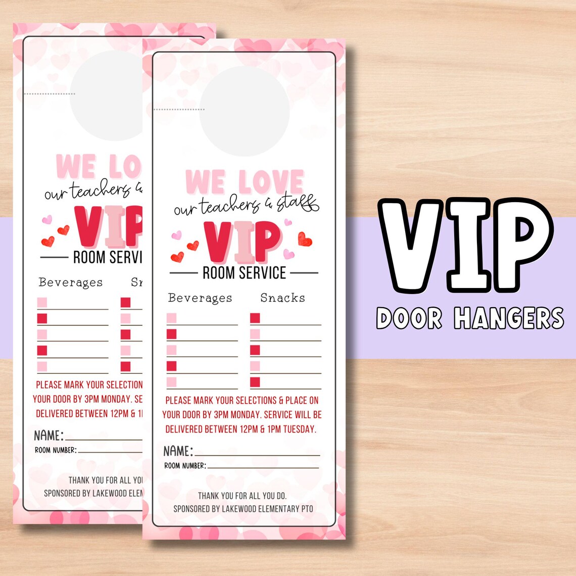PTA PTO Valentine's Day| Room Service Door Hanger | Valentines Teacher ...