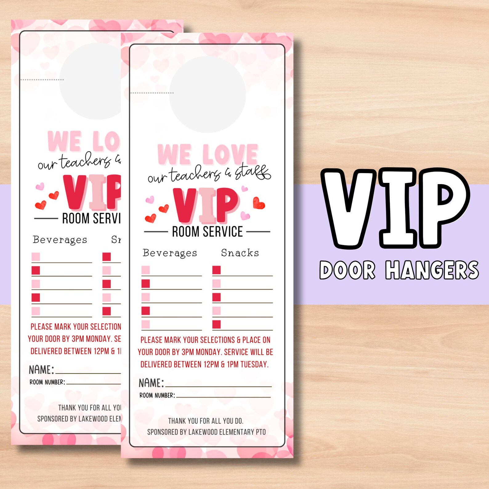 PTA PTO Valentine's Day| Room Service Door Hanger | Valentines Teacher ...