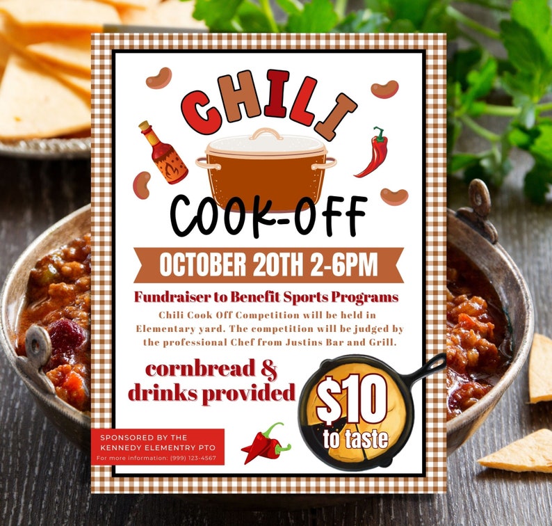 Chili Cook off Flyer | Autumn Flyer Template | Fundraising PTA Event ...