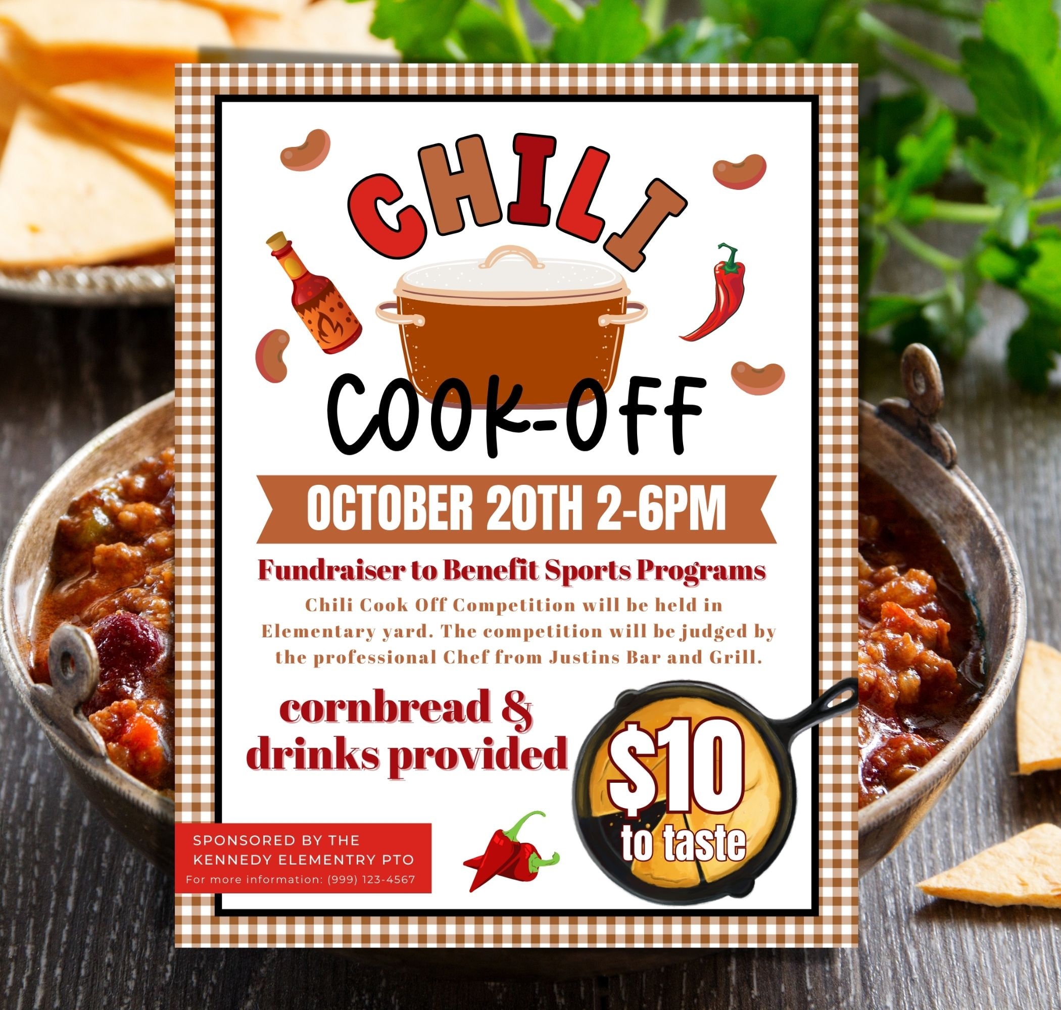 Chili Cook off Flyer | Autumn Flyer Template | Fundraising PTA Event ...