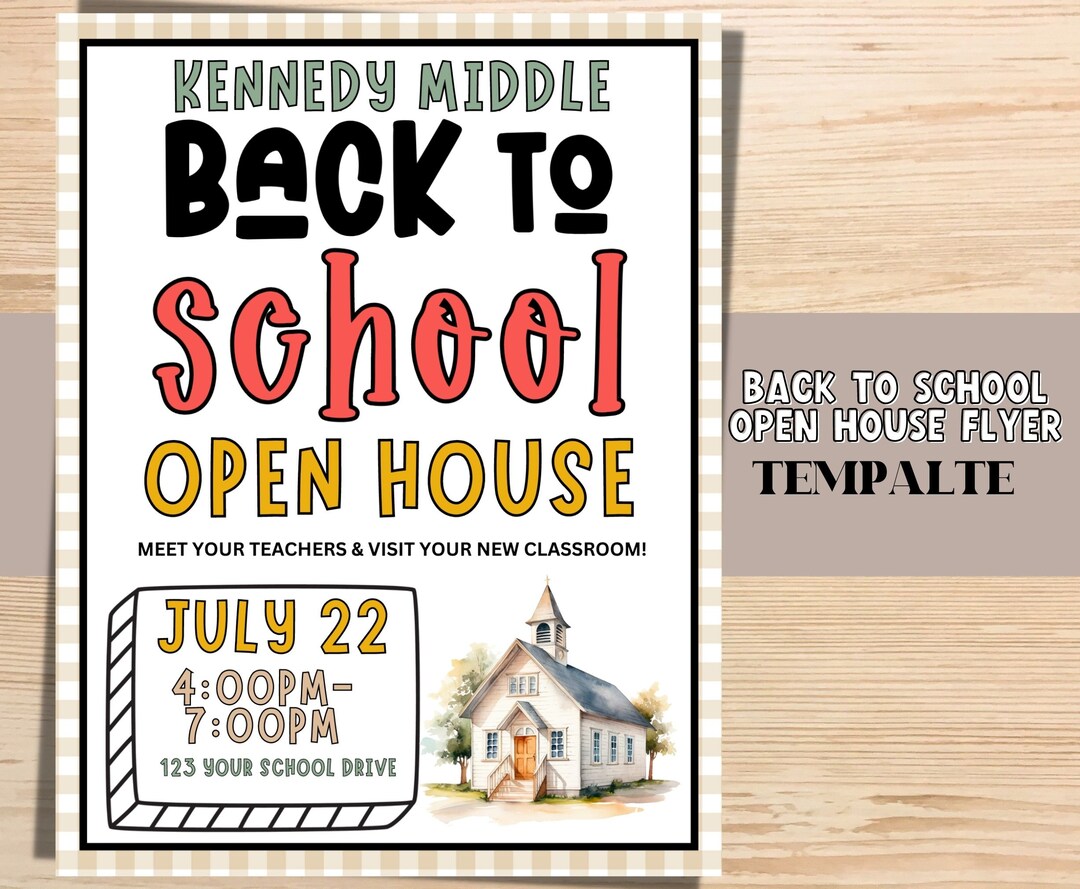 Back to Open House Flyer TEMPLATE, Editable Back to School Flyer, PTA ...