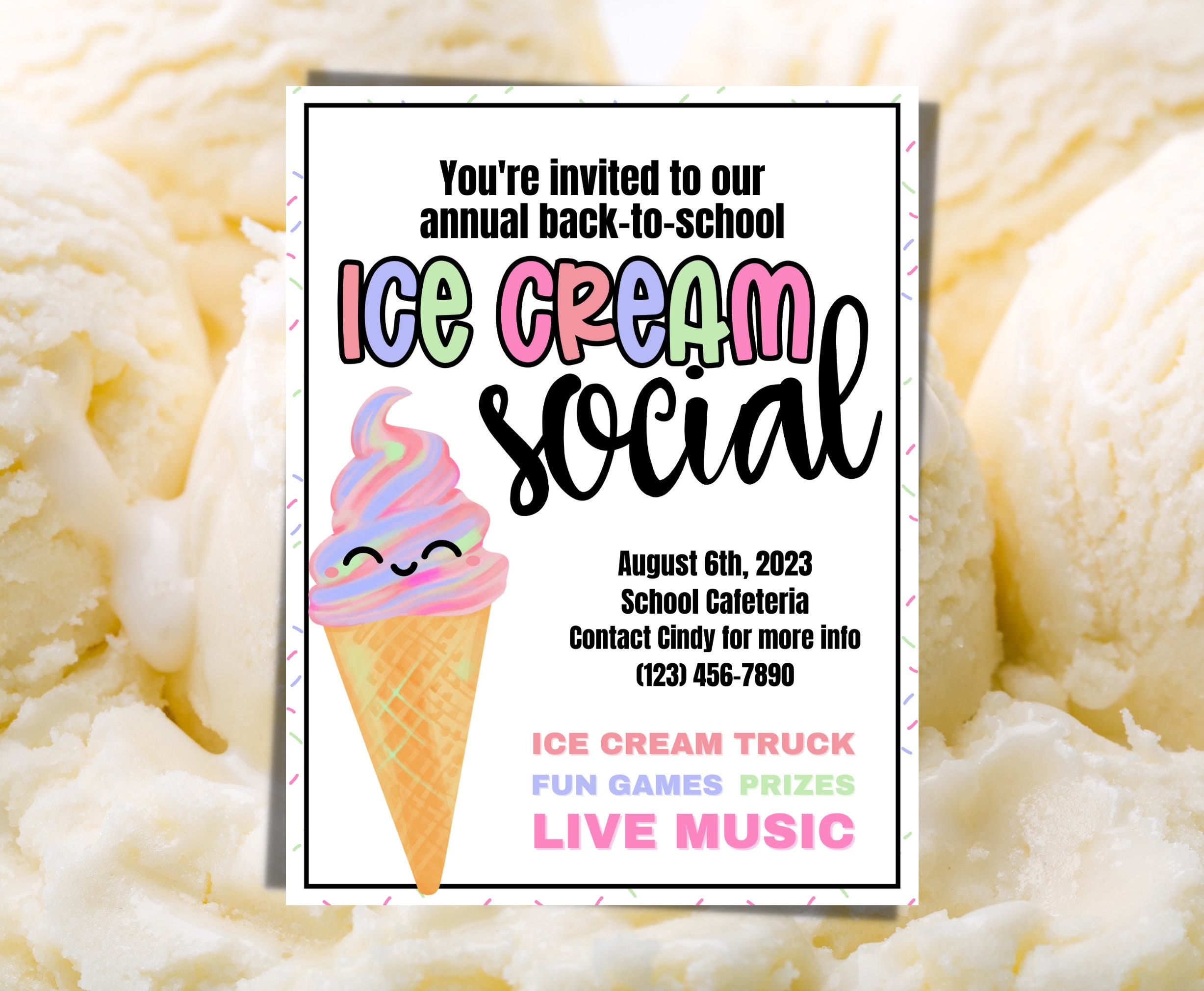 Colorful Ice Cream Social Flyer TEMPLATE, Summer Flyer, Summer ...
