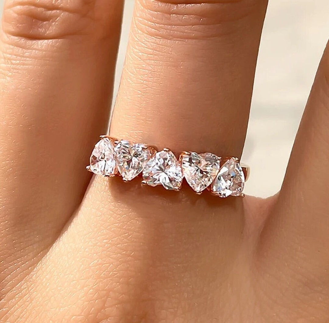 2.00ct Heart Cut Diamond Wedding Band Half Eternity Band Promise ...