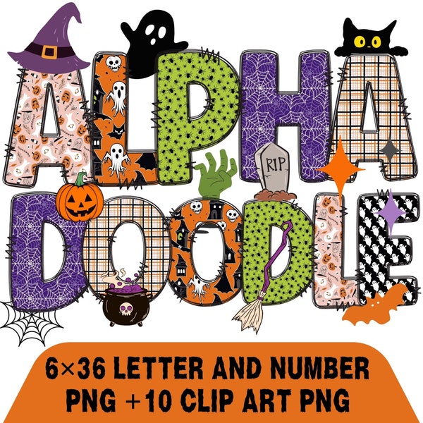 Halloween Doodle Alphabet - Etsy