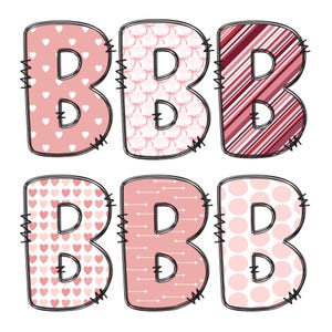 Pink Valentine Doodle Letters, Vday, Valentine's Day Alphabet Clipart ...