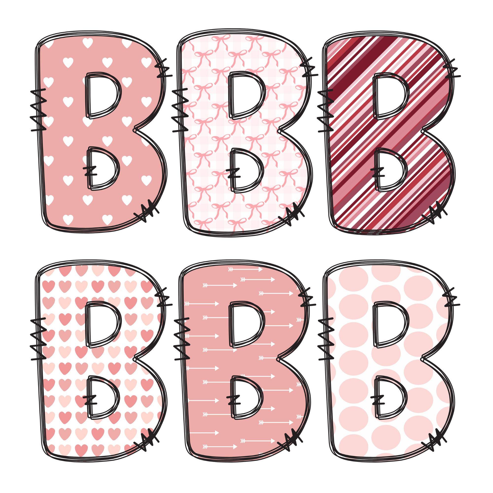 Pink Valentine Doodle Letters, Vday, Valentine's Day Alphabet Clipart ...