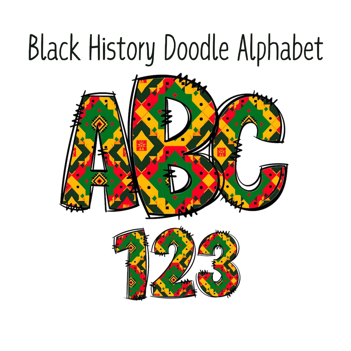Juneteenth Doodle Letter PNG, Alphabet Sublimation Bundle (digital ...