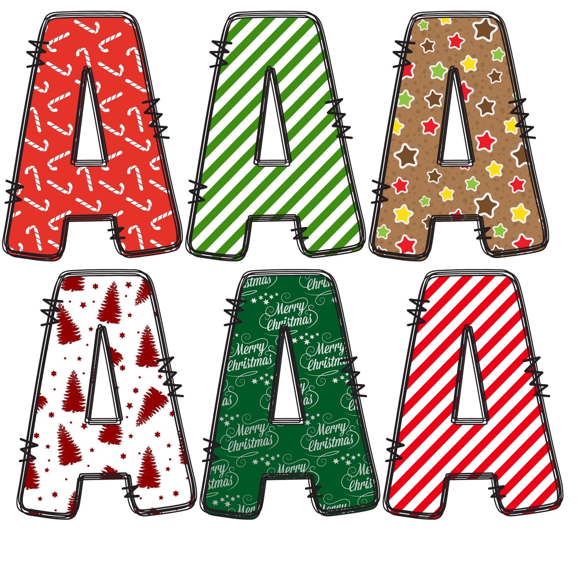 Christmas Alphabet PNG Letters, Clip Art PNG Files, Christmas Doodle ...