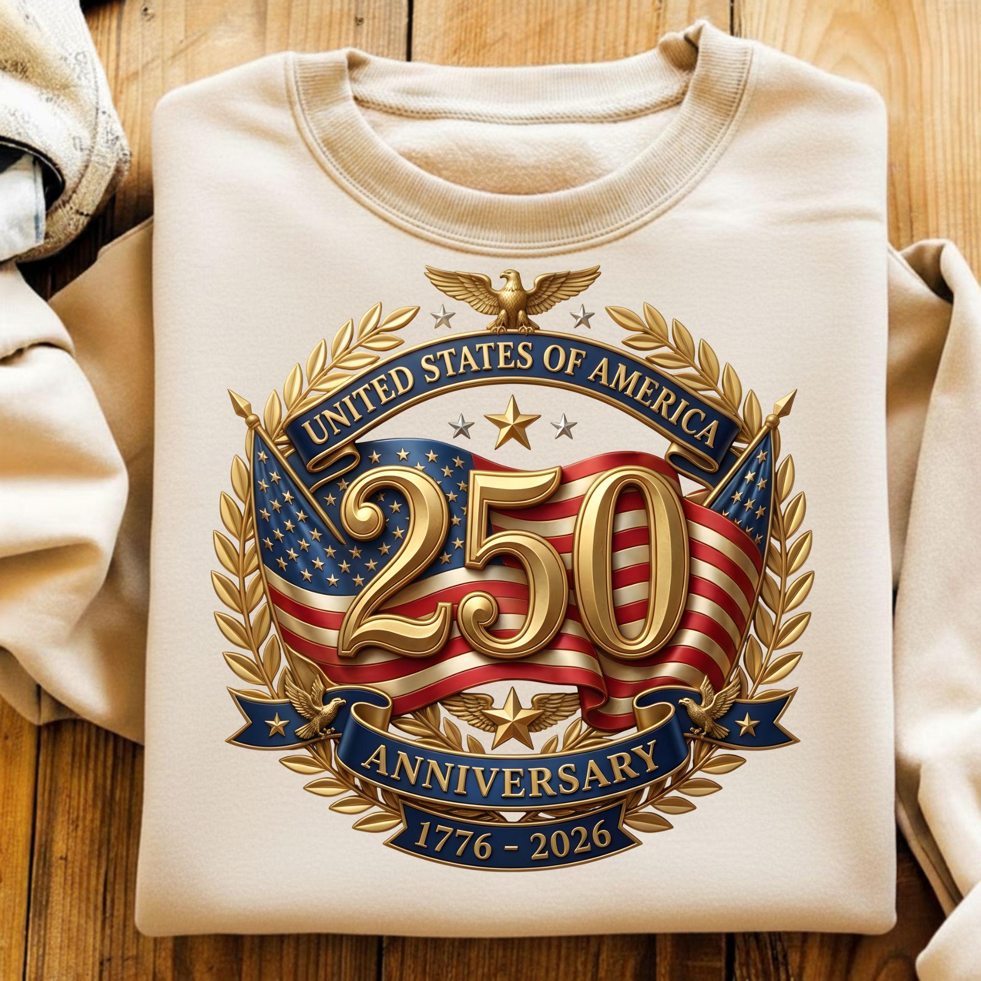 250th Anniversary USA Emblem, Patriotic Semiquincentennial Design (PNG ...