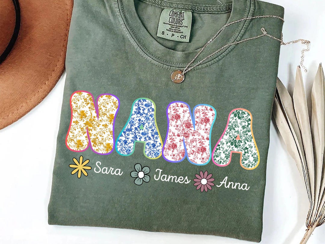 Custom Nana Floral Name PNG, Personalized Family Design (digital ...