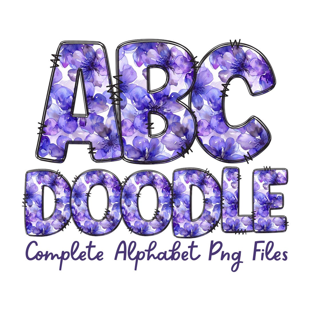 Spring Floral Alphabet PNG Clipart, Purple Watercolor Doodle Letter PNG ...