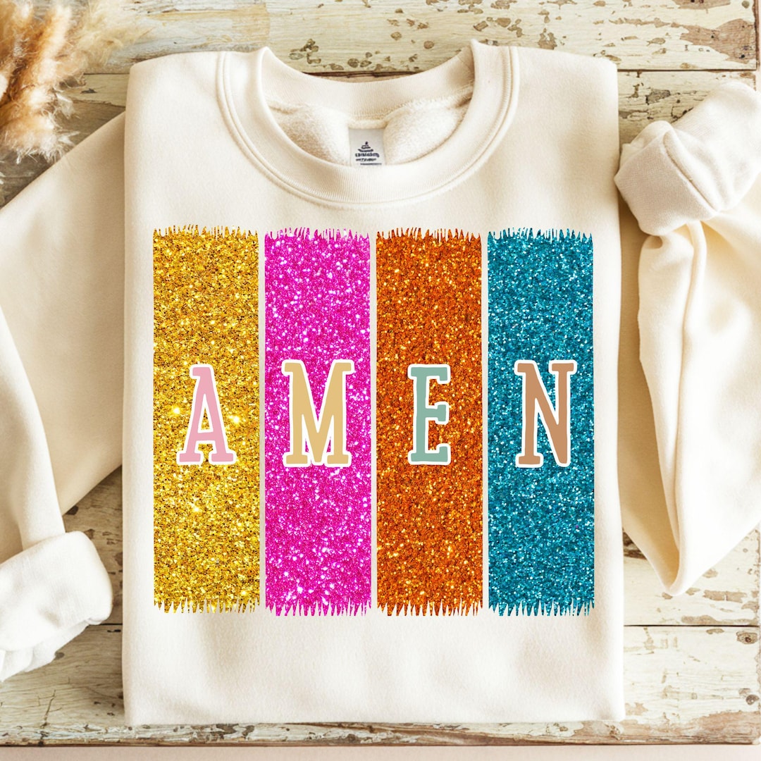 Glitter Amen PNG, Retro Amen Png, Preppy Amen Glitter PNG, Brushstroke ...