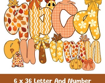 Fall Alphabet PNG Letters, Clip Art Files, Autumn Sublimation Letters ...