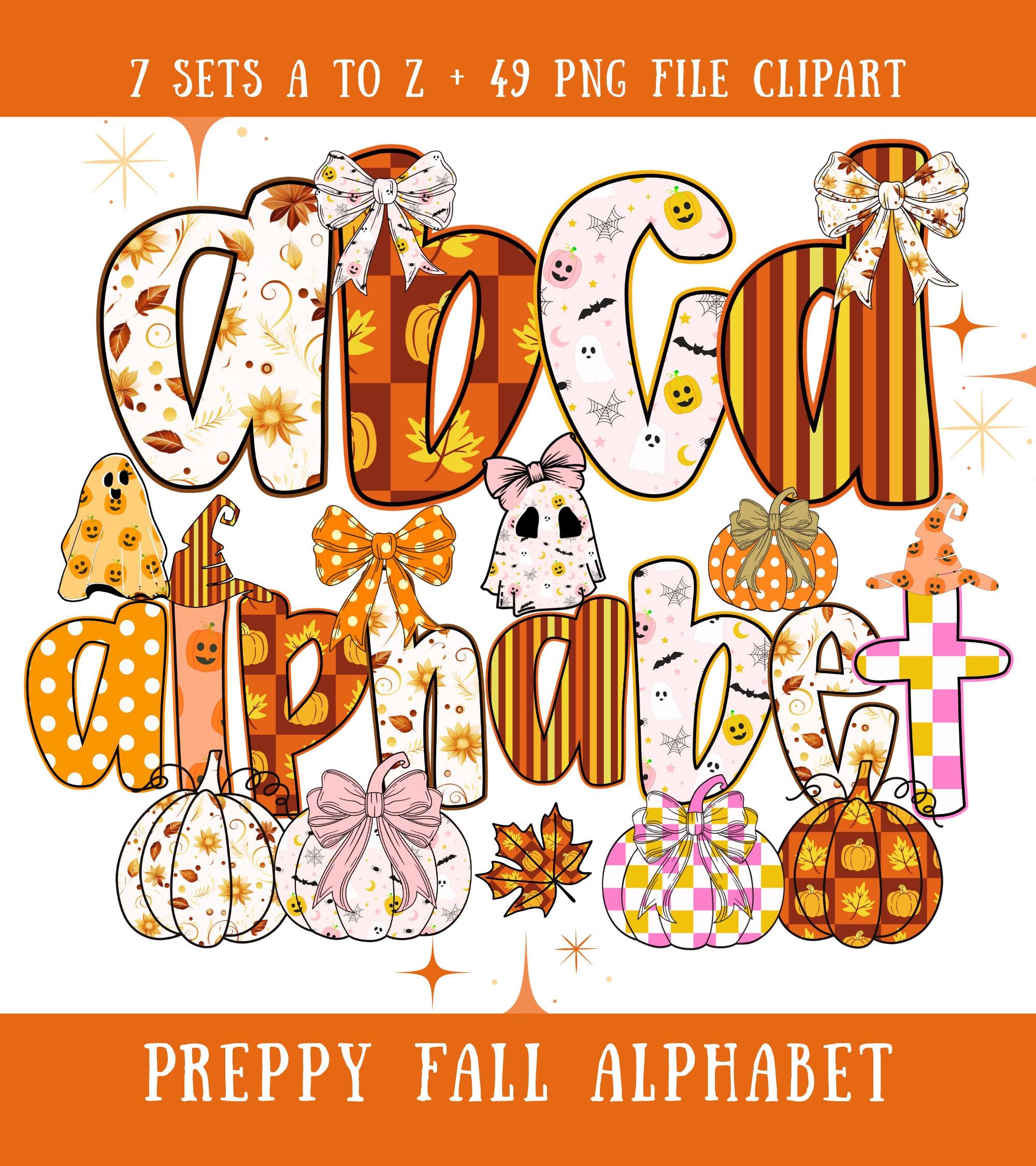 Fall Alphabet PNG Letters, Clip Art Files, Autumn Sublimation Letters ...