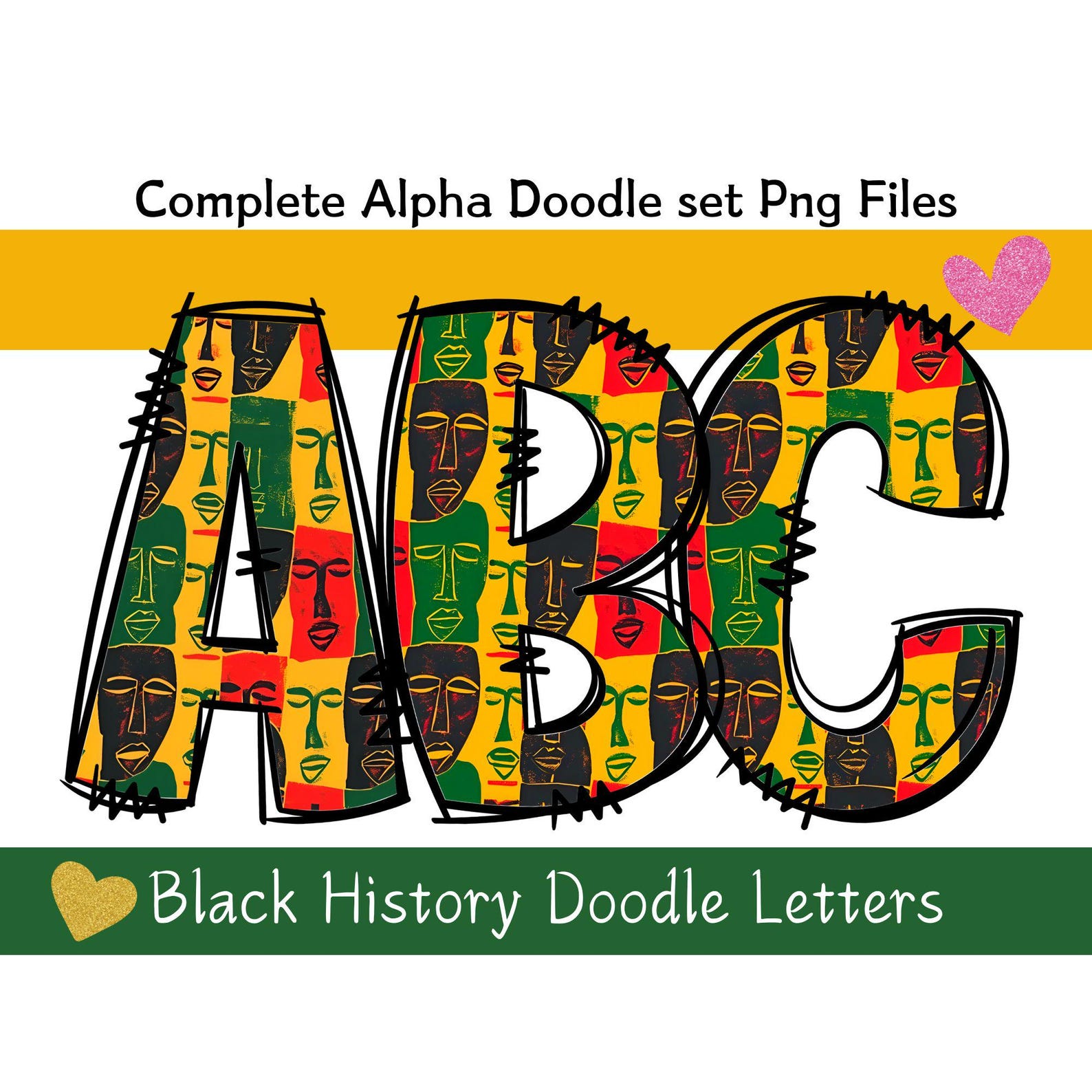 Black History Doodle Letters PNG, Sublimation Alphabet Bundle (digital ...