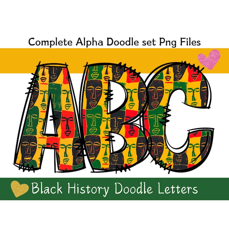 Black History Doodle Letters PNG, Sublimation Alphabet Bundle (digital ...