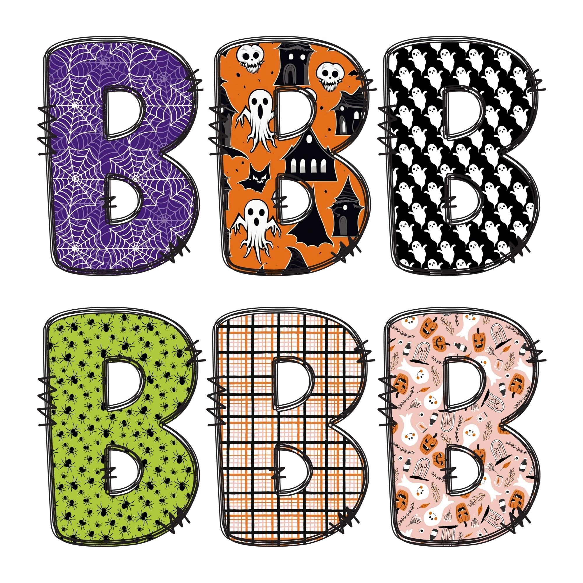 Halloween Alphabet PNG Letters, Clip Art PNG Files, Halloween Doodle ...