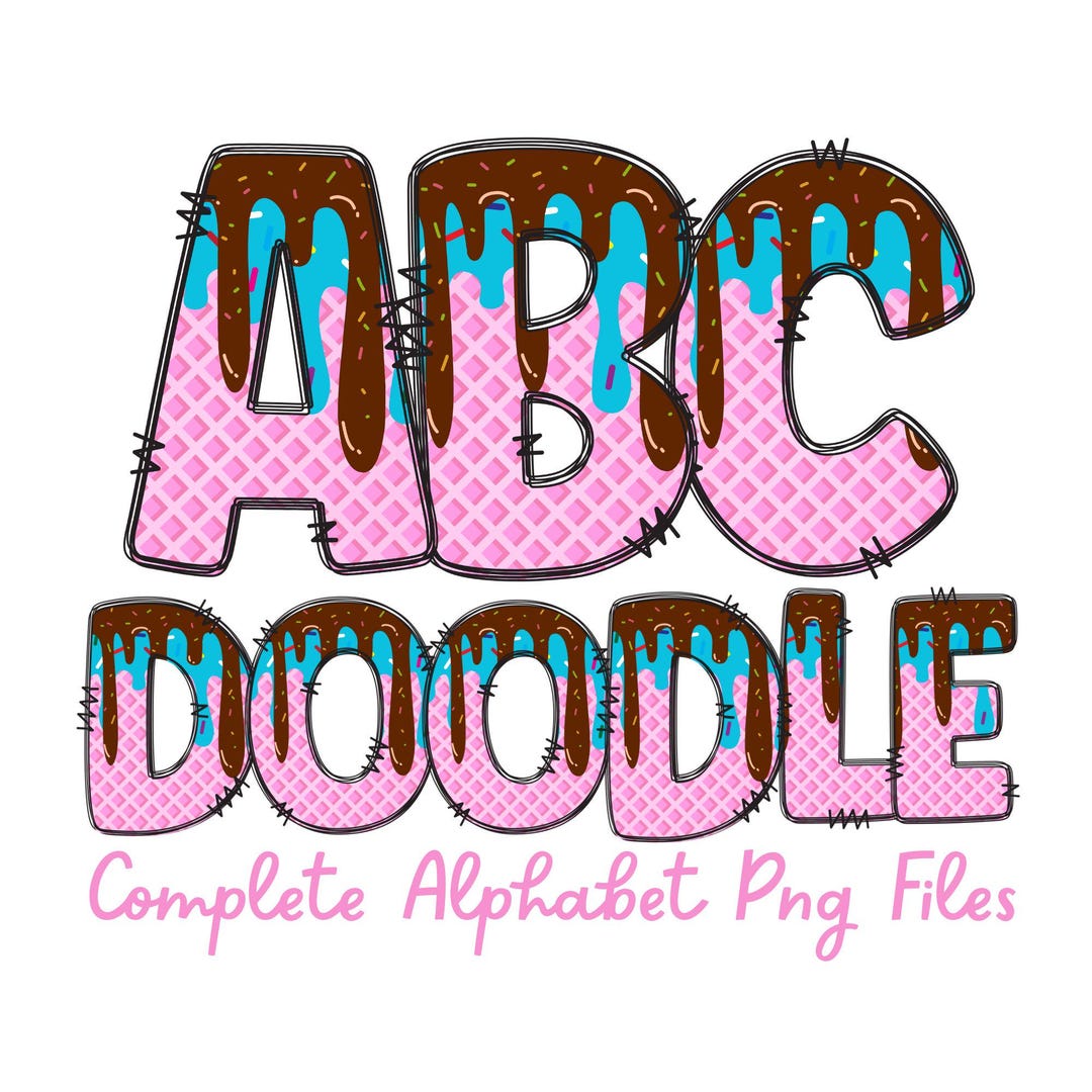 Pink Sprinkle Drip Doodle Letter PNG, Waffle Cone Letters, Ice Cream ...