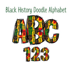 Black History Doodle Letters PNG, Sublimation Alphabet Bundle (digital ...