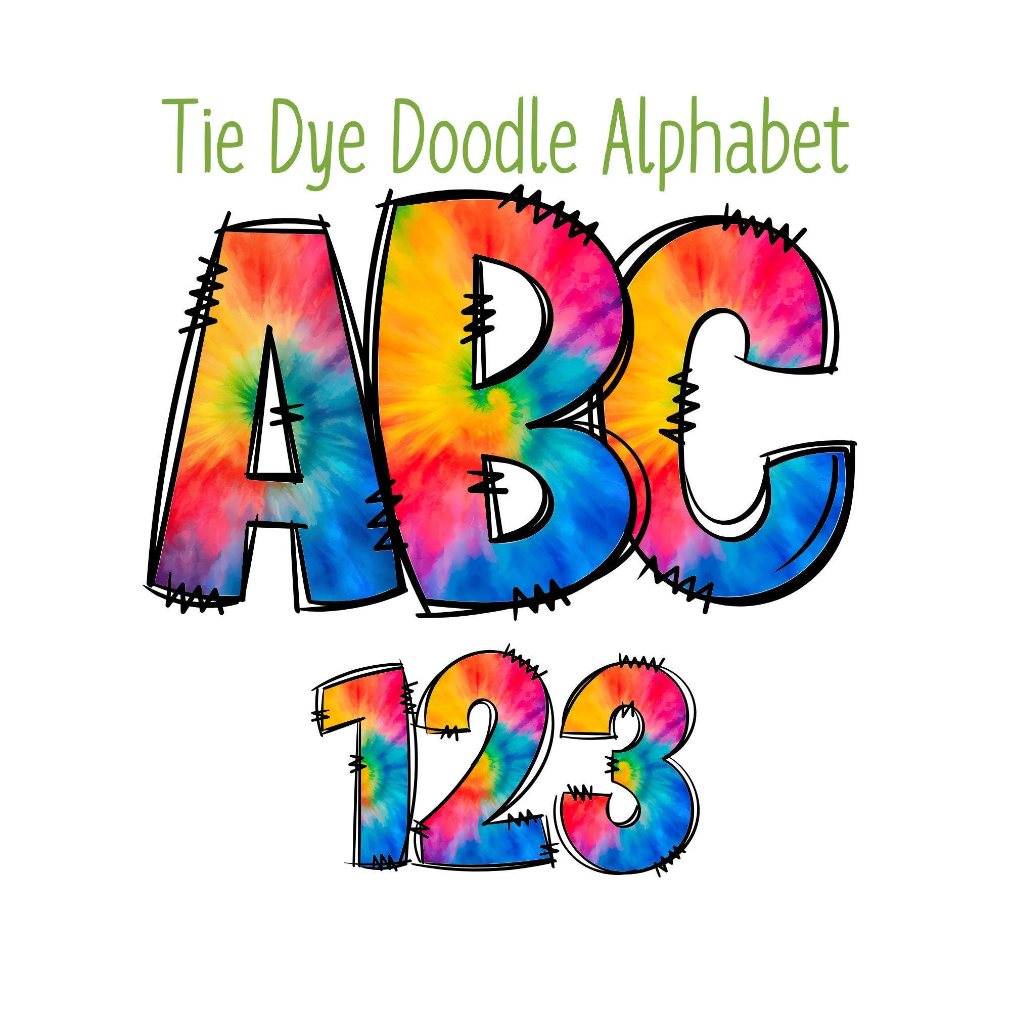 Tie Dye Doodle Letter PNG, Alphabet Sublimation Bundle Png ,tie Day ...