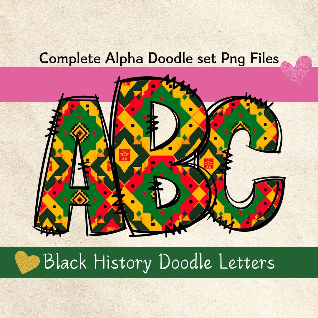 Juneteenth Doodle Letter PNG, Alphabet Sublimation Bundle (digital ...