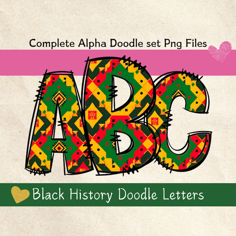 Juneteenth Doodle Letter PNG, Alphabet Sublimation Bundle Png , African ...