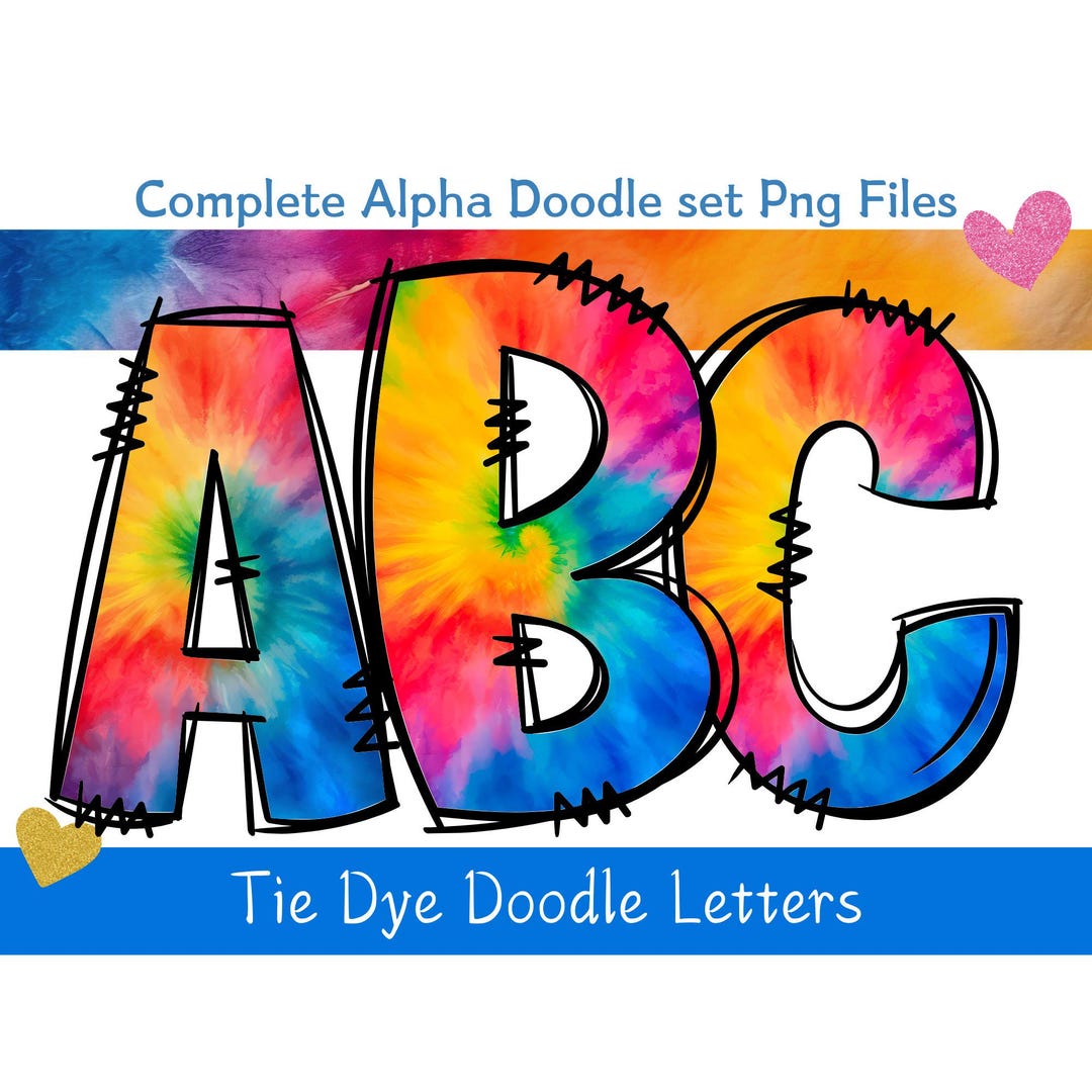Tie Dye Doodle Letter PNG, Alphabet Sublimation Bundle Png ,tie Day ...