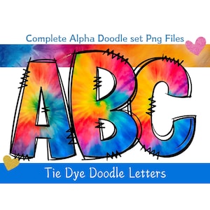 Tie Dye Doodle Letter PNG, Alphabet Sublimation Bundle Png ,tie Day ...