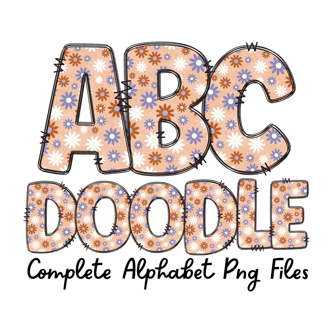 Floral Alphabet Clipart, Daisy Doodle Letters PNG Bundle, Spring Flower ...
