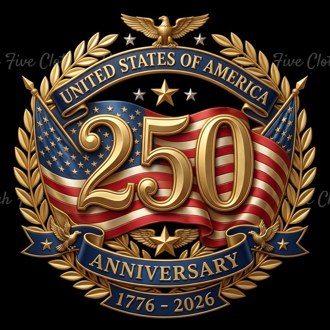 250th Anniversary USA Emblem, Patriotic Semiquincentennial Design (PNG ...