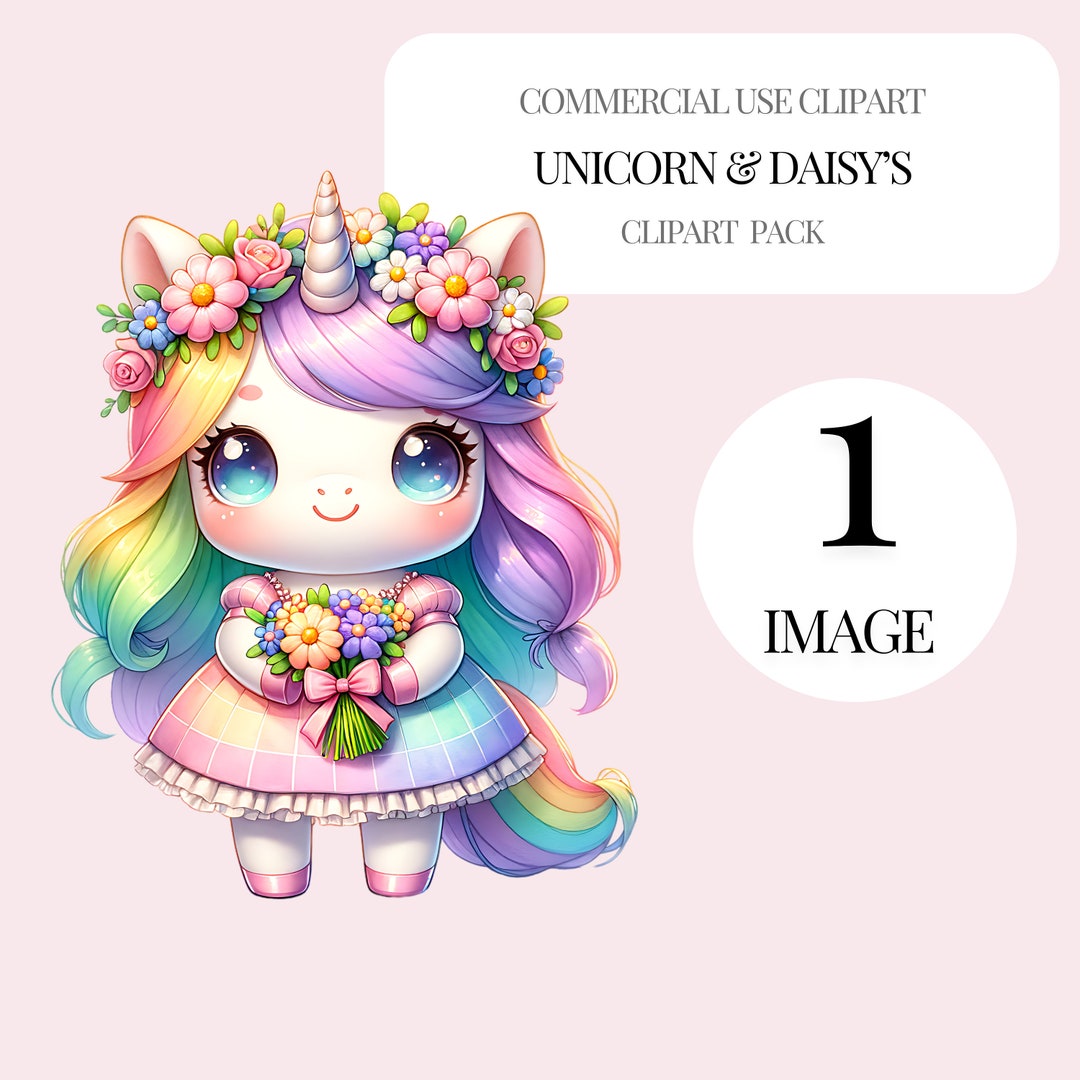 Unicorn Clipart Kawaii Style SINGLE IMAGE Mystic & Magical Fantasy ...