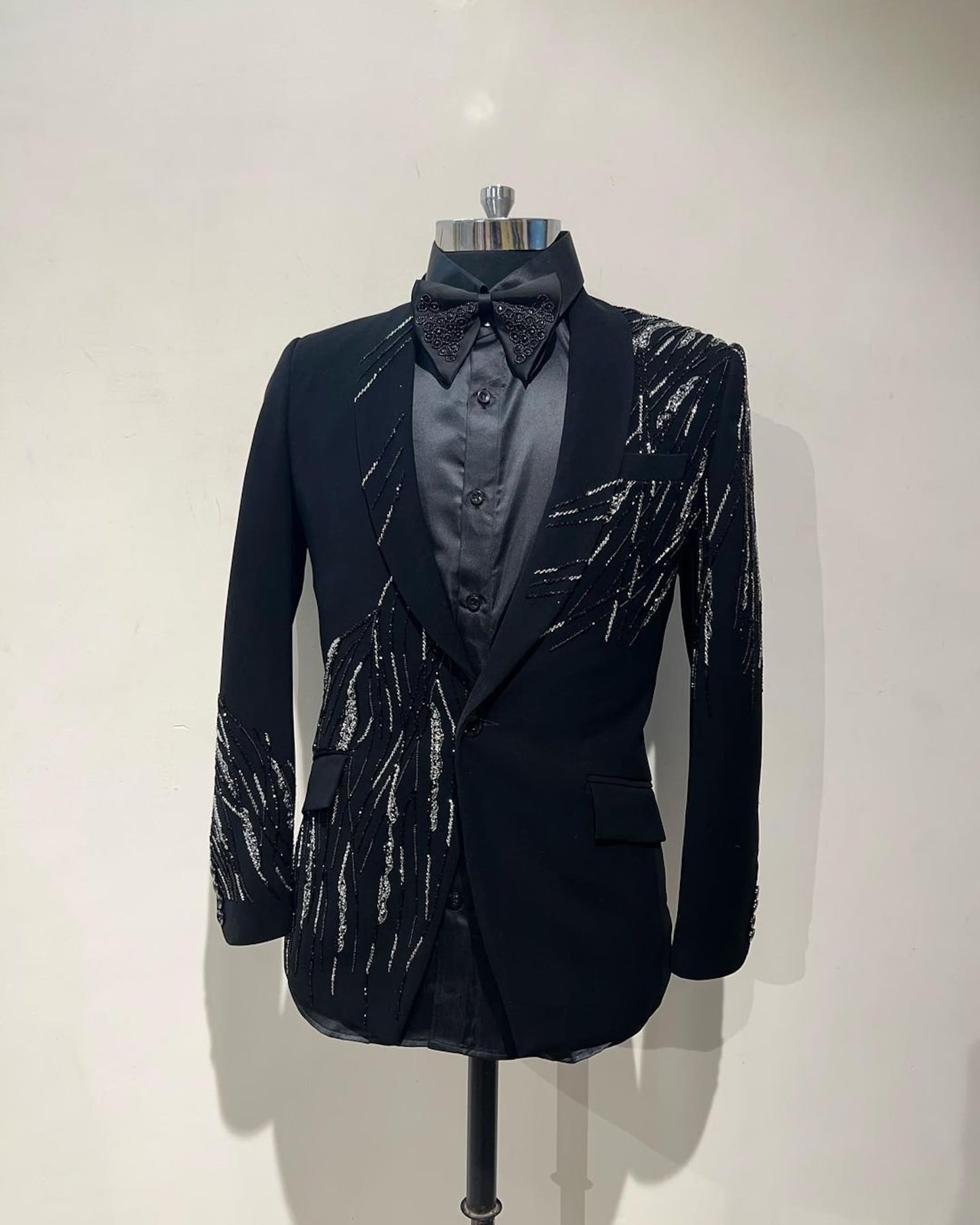 Black Hand Embroidered Tuxedo Suit, Tuxedo for Groom, Hand Embroidered ...
