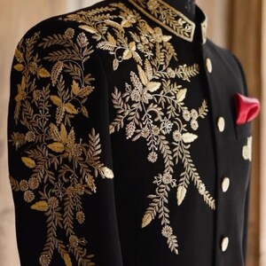 Black Handwork Embroidered Sherwani for Men,jodhpuri Wedding Sherwani ...