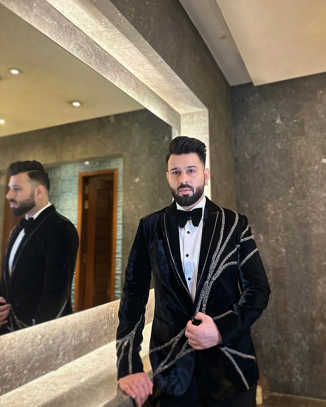 Black Hand Embroidered Tuxedo Suit, Zari Golden Work Tuxedo Suit, Hand ...