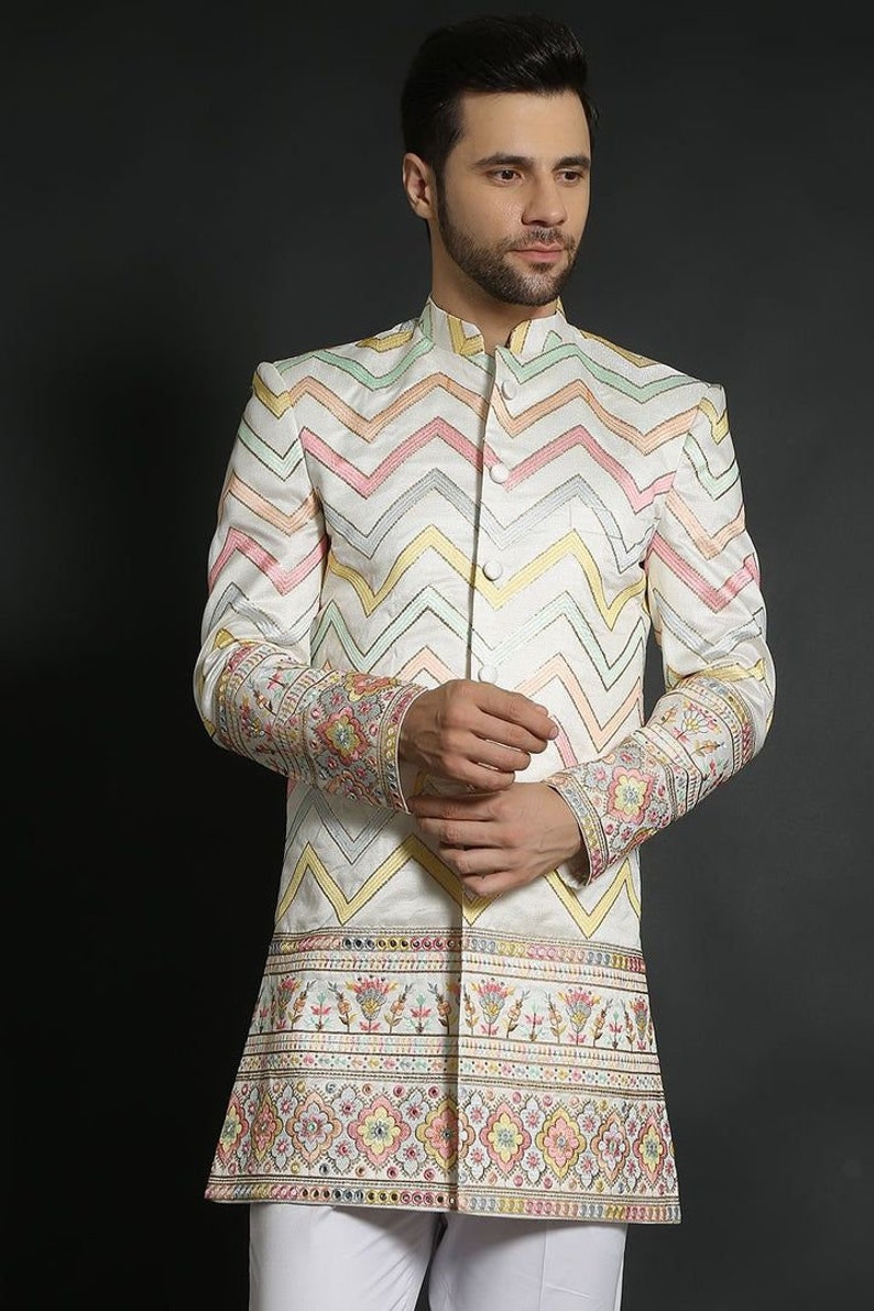 Ivory Jodhpuri Suit for Men, Jodhpuri Embroidered Sherwani for Men ...