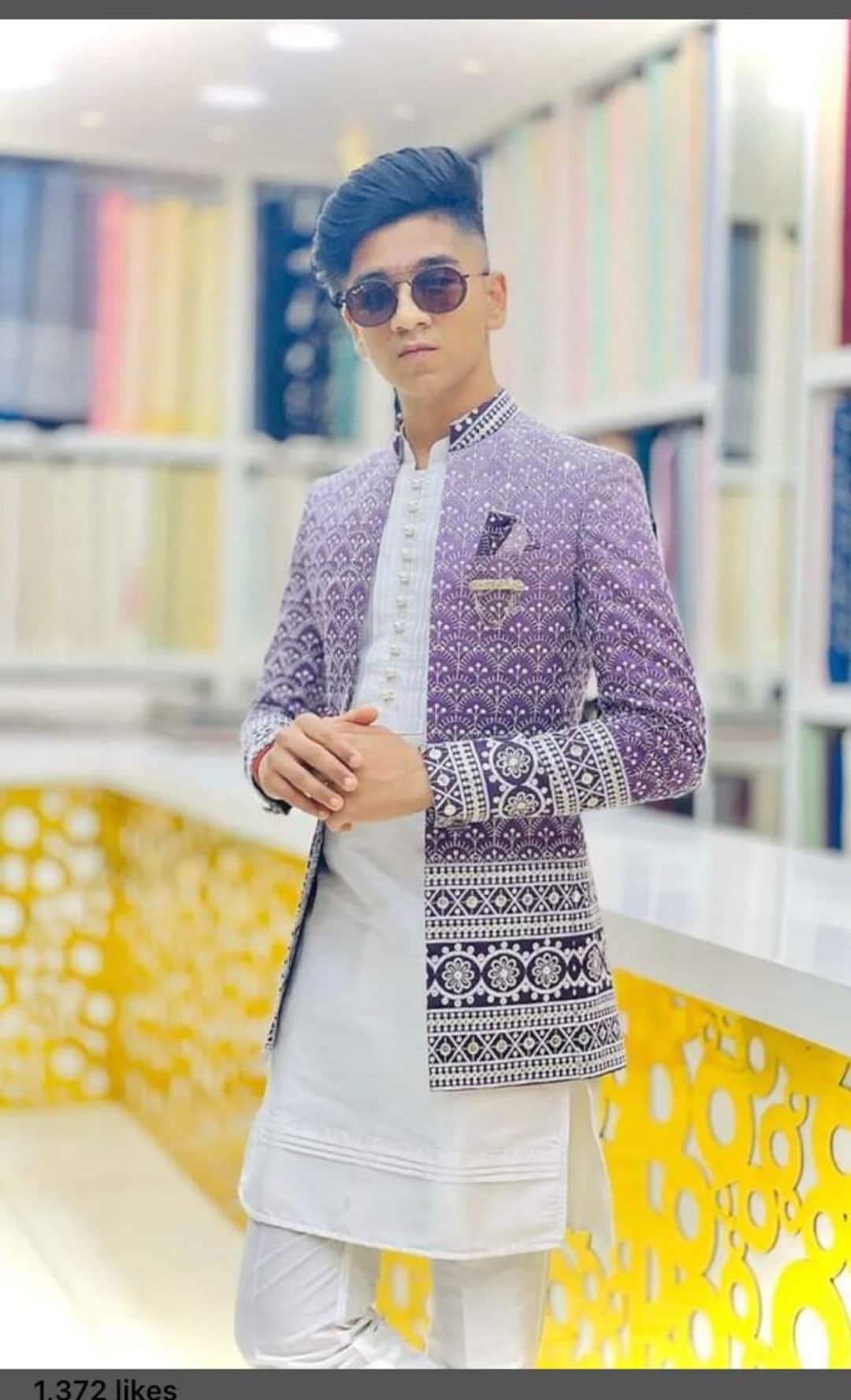 Purple Jodhpuri Suit for Men, Jodhpuri Embroidered Sherwani for Men ...