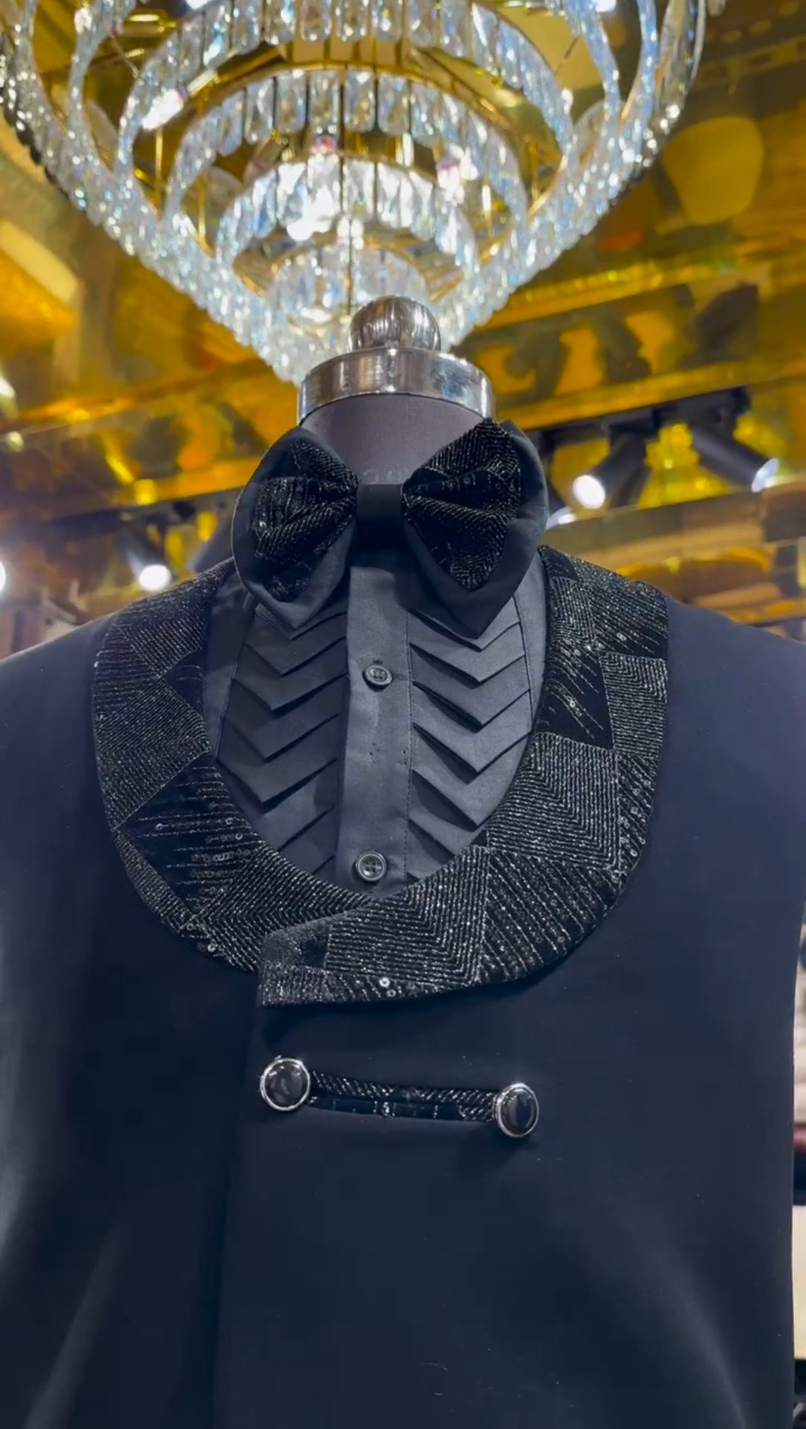 Black Hand Embroidered Tuxedo Suit, Zari Golden Work Tuxedo Suit, Hand ...