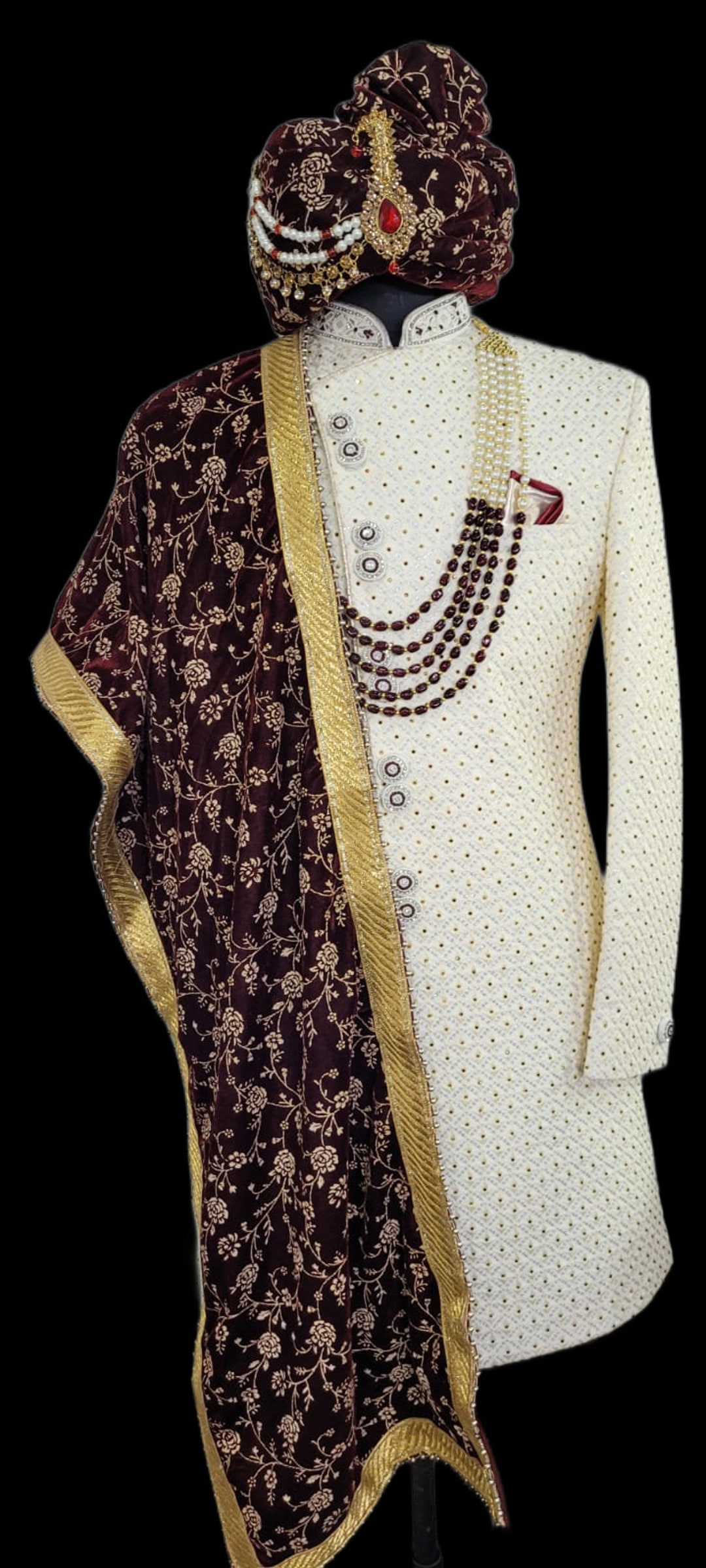 Cream Sherwani for Mensherwani With Pagdi Wedding Sherwani - Etsy