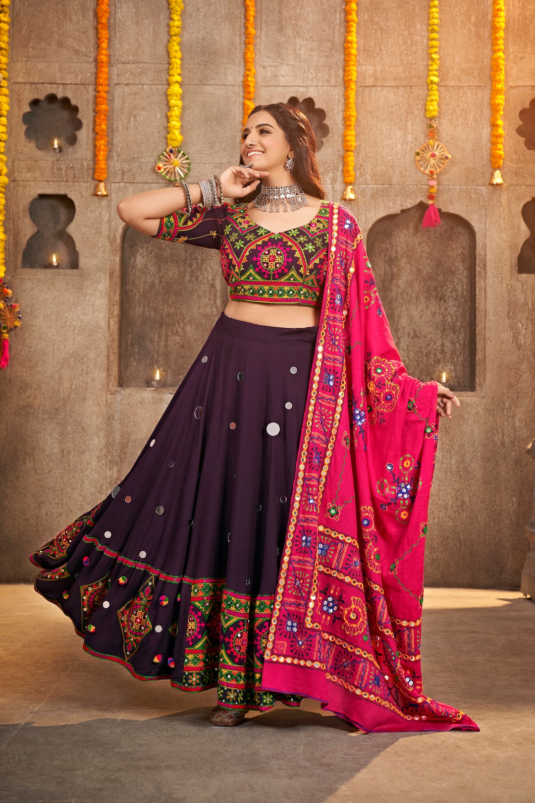 Navratri Lehenga Choli Purple Chaniya Choli Gujrati Garba - Etsy