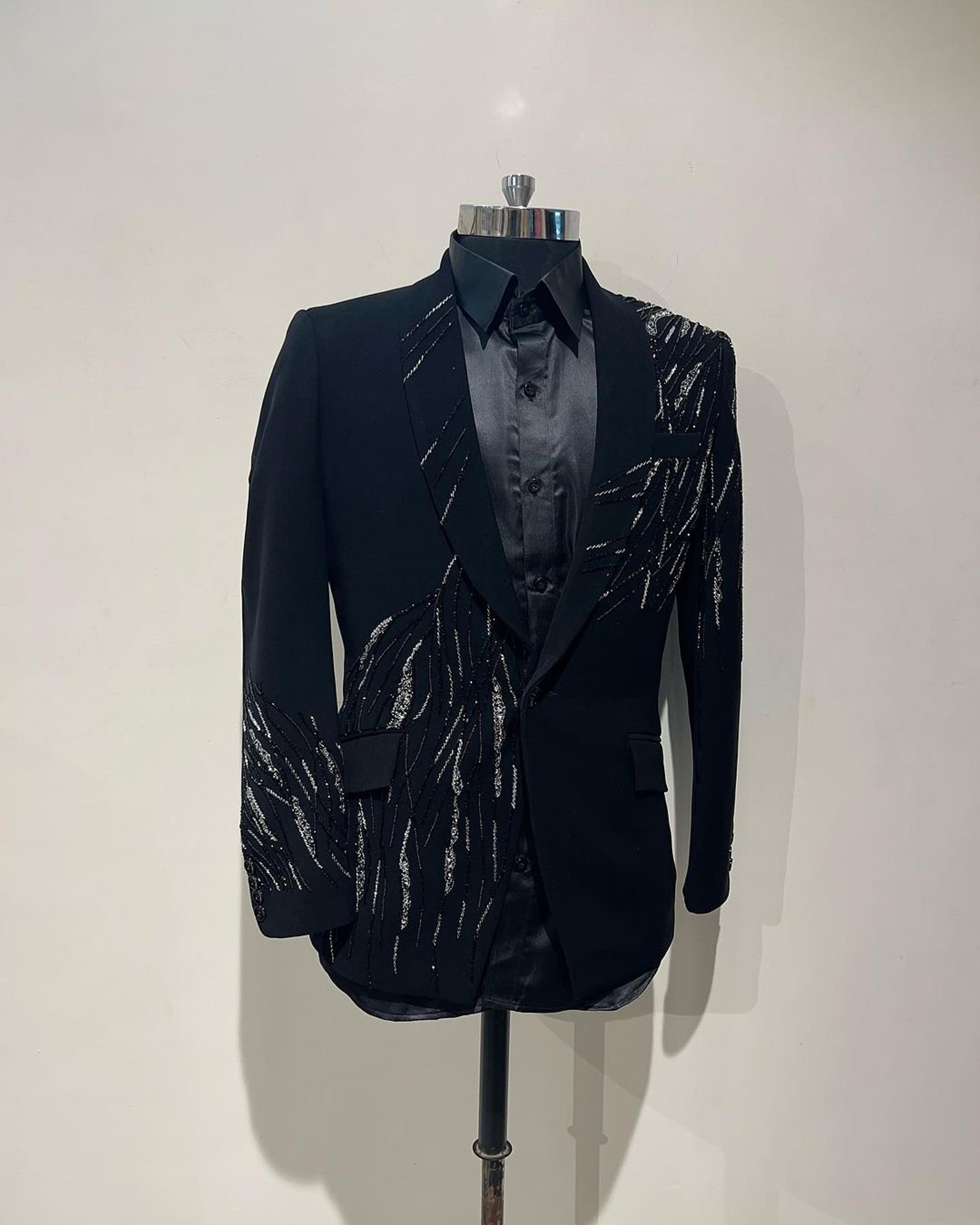 Black Hand Embroidered Tuxedo Suit, Tuxedo for Groom, Hand Embroidered ...
